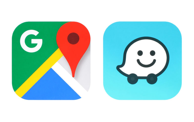 Collection of popular navigation icons printed on paper: Google Maps ...
